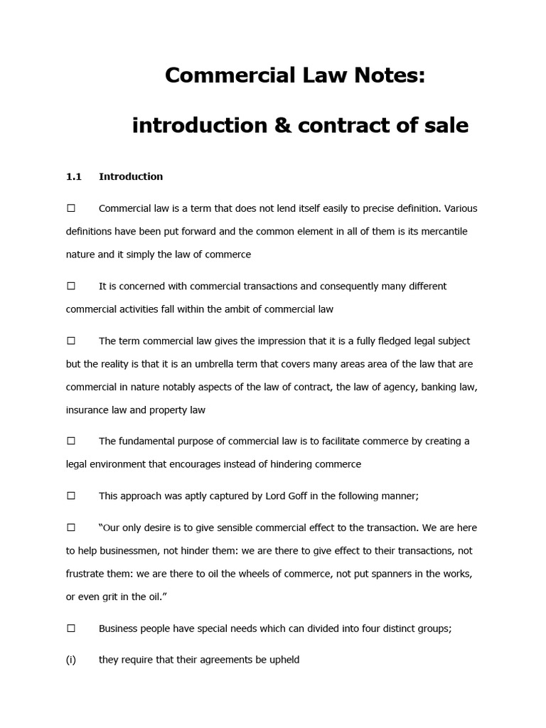 Commercial Law Intro &contract of Sale Notes | PDF | Legal Liability ... Commercial Law Intro &contract of Sale Notes | PDF | Legal Liability ...