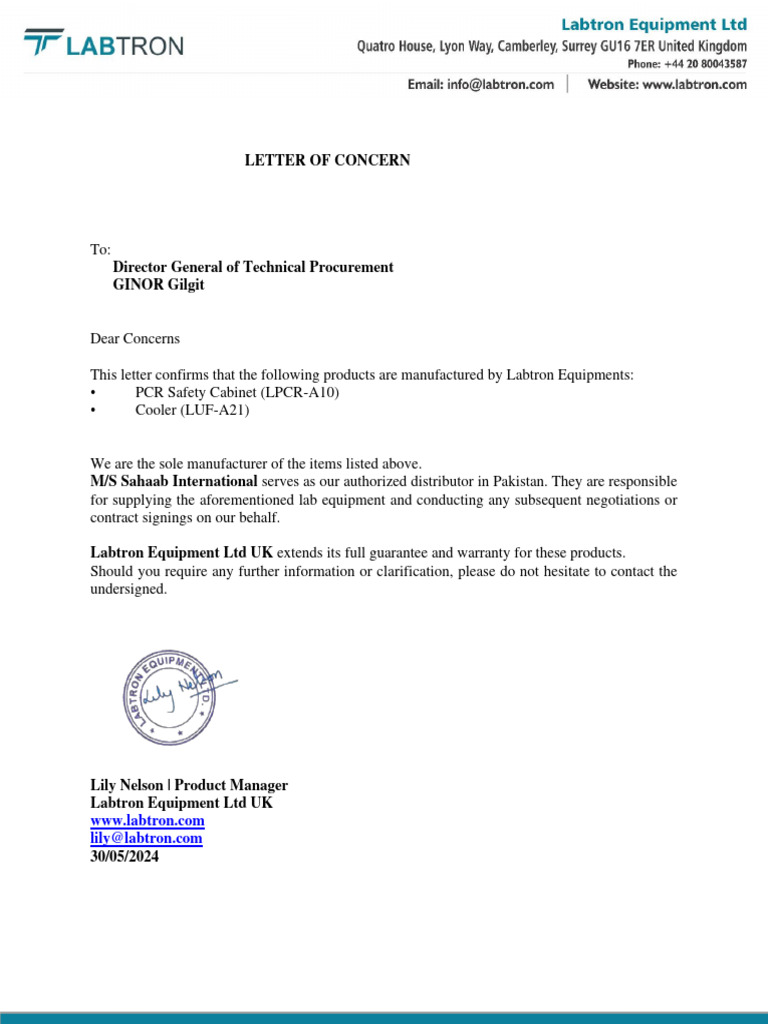 Letter of Concern Sahaab International | PDF