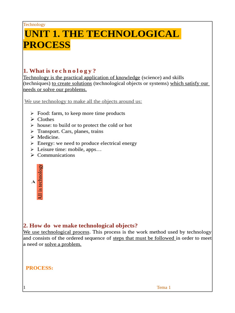 Tema 1 Technological Process | PDF