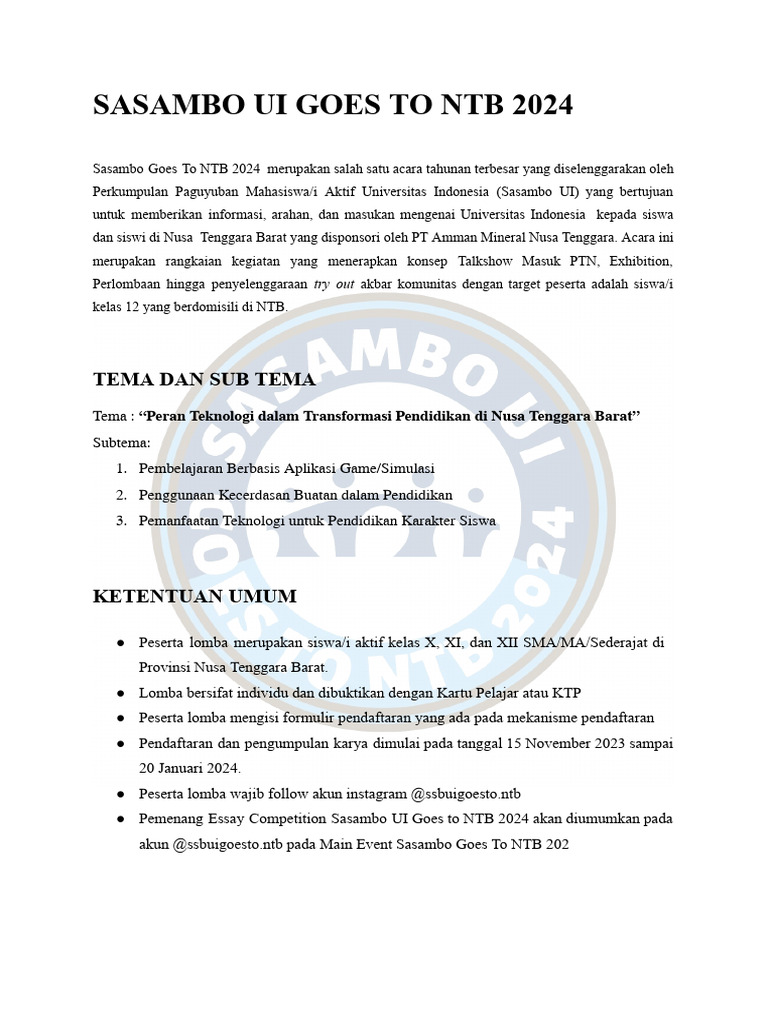 Booklet Panduan Lomba Essay - GTN 2024 - 2 | PDF