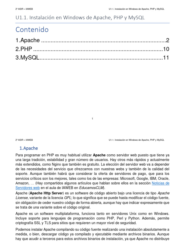 1.1 Instalación en Windows de Apache, PHP y MySQL | PDF | Mi sql ... 1.1 Instalación en Windows de Apache, PHP y MySQL | PDF | Mi sql ...