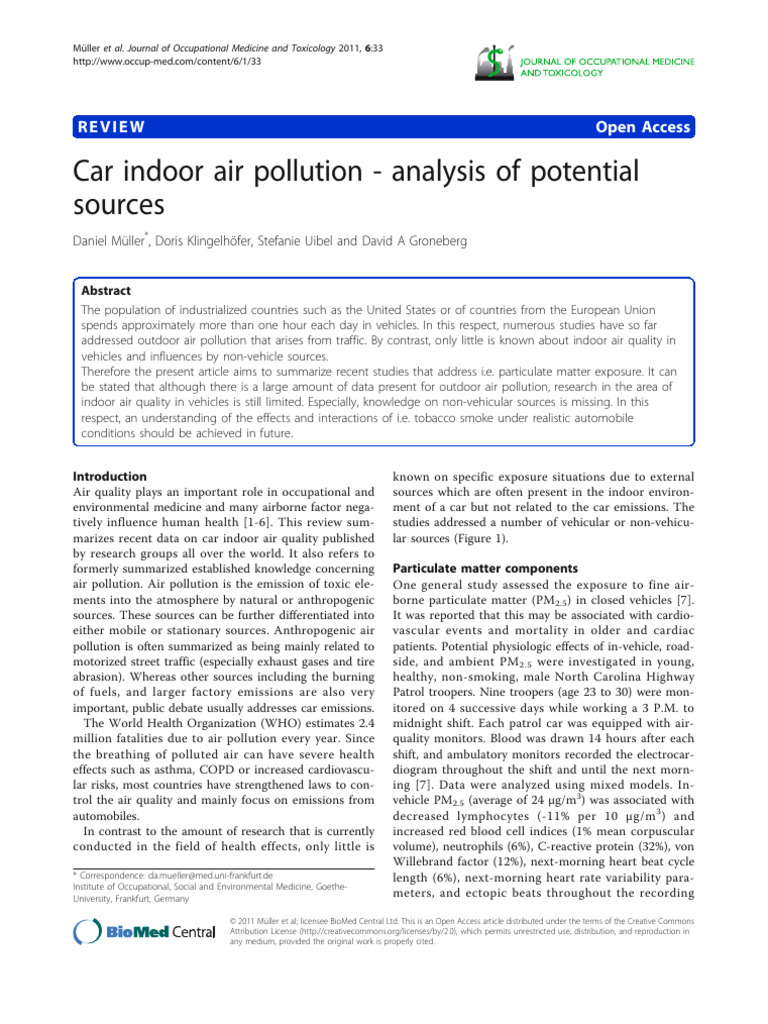 Car Indoor Air Pollution | PDF | Air Pollution | Particulates