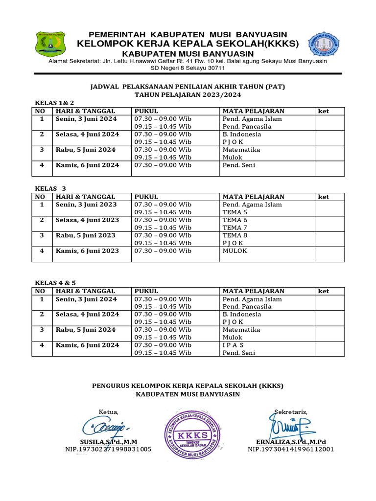 Jadwal Pat Sem Genap 2024 | PDF