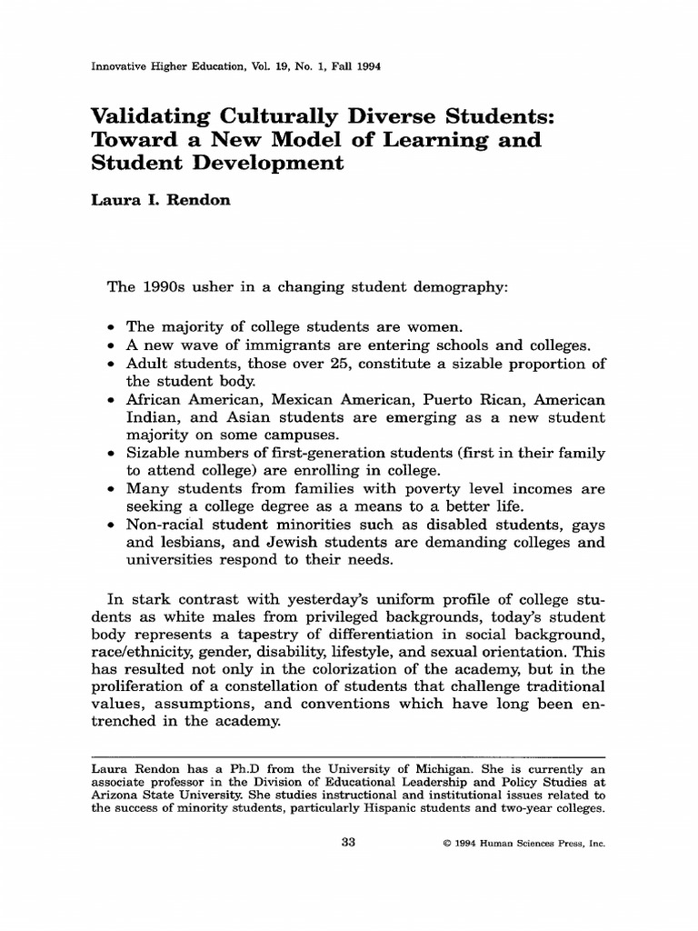 Validating Diverse College Students | PDF | Learning | Experience