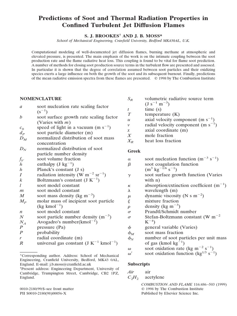 Soot and Radiation in Turbulent Flames | PDF | Heat Transfer | Laminar Flow