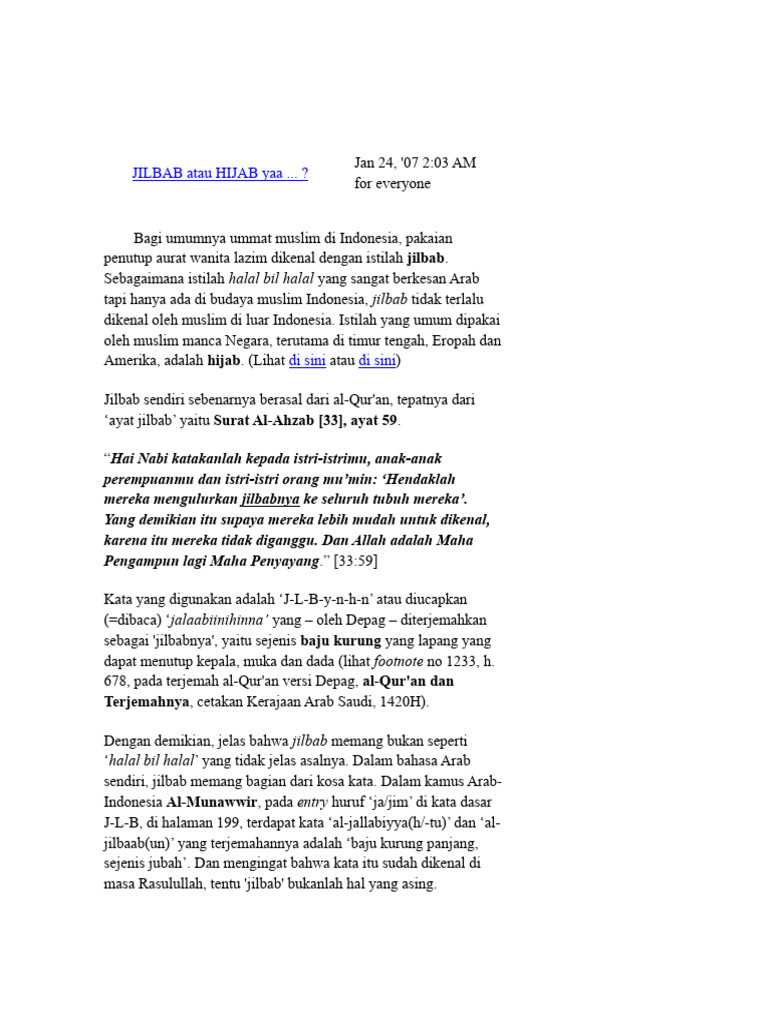 JILBAB Atau HIJAB Yaa | PDF