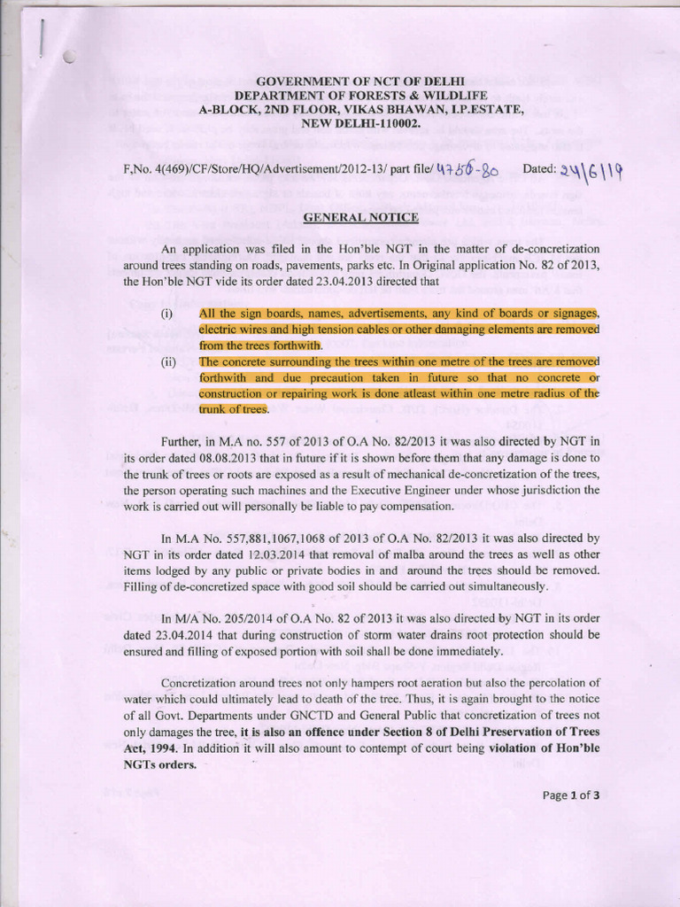 General Notice Regarding De-Concretization of Trees | PDF