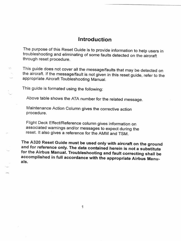 A320 Reset Guide | PDF