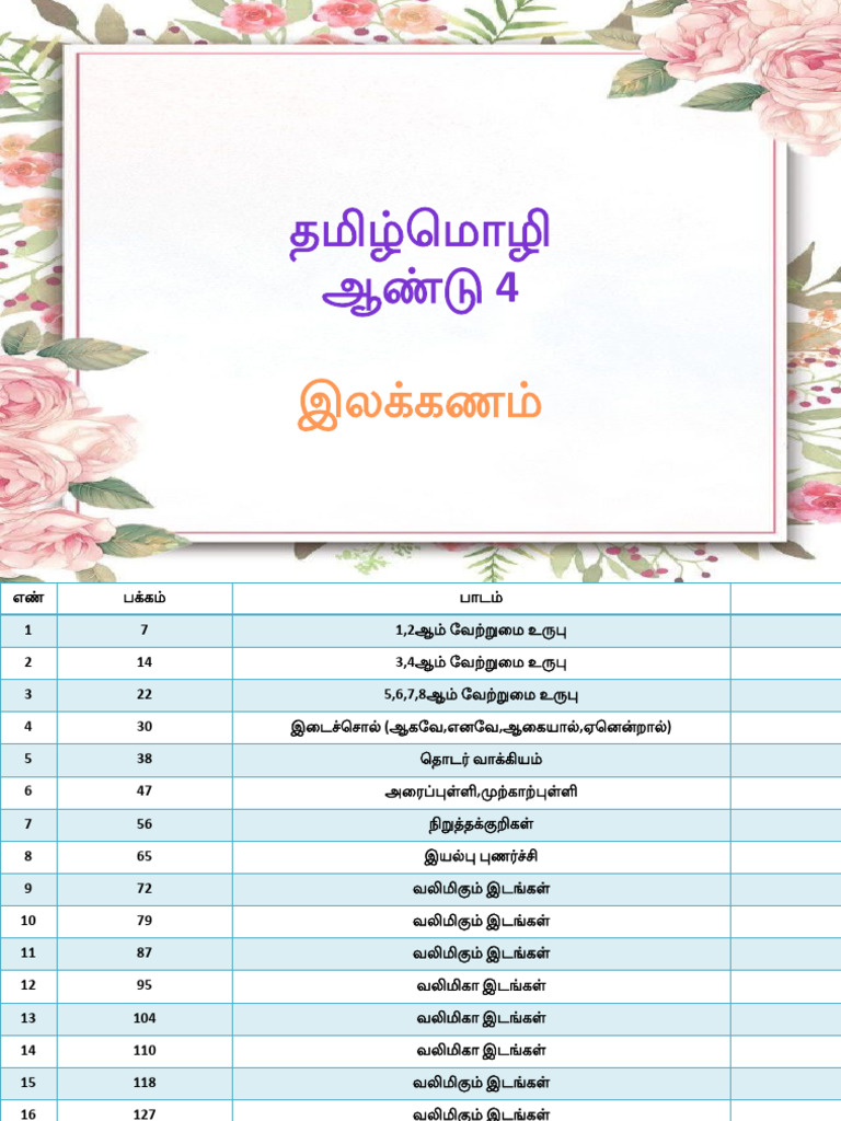 Tamil Year 4 Text Book Sylibus | PDF