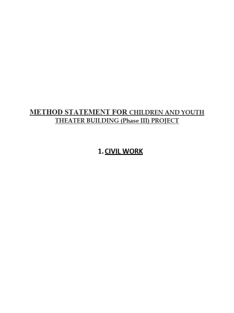 Method Statement For Civil Work | PDF | General Contractor ...