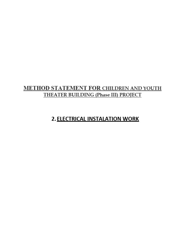 Electrical Installation Method Statement | PDF | Manufactured Goods | Building Engineering