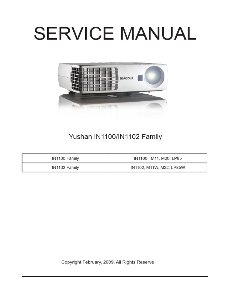 Infocus In1100 In1102 Family SM | PDF | Troubleshooting | Device Driver