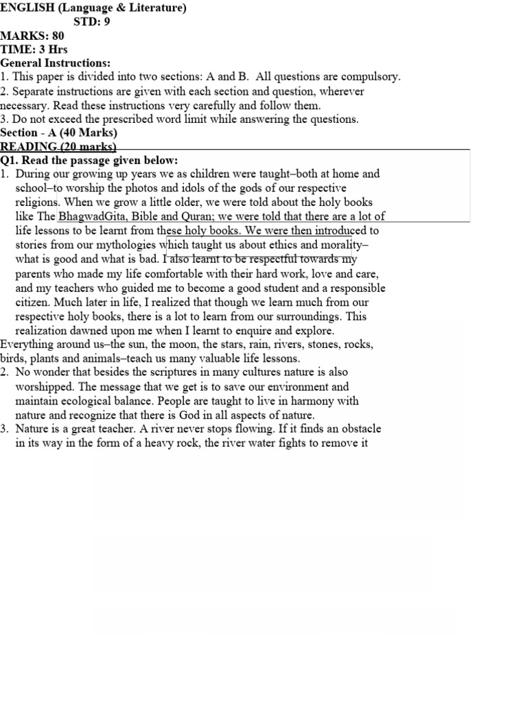 9th English Subjective November 2020 | PDF | Sharks | Predation