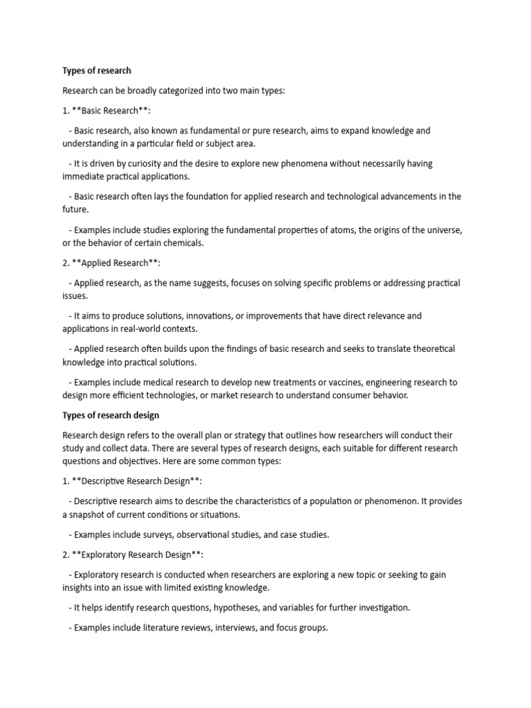 Types of Research | PDF | Sampling (Statistics) | Questionnaire