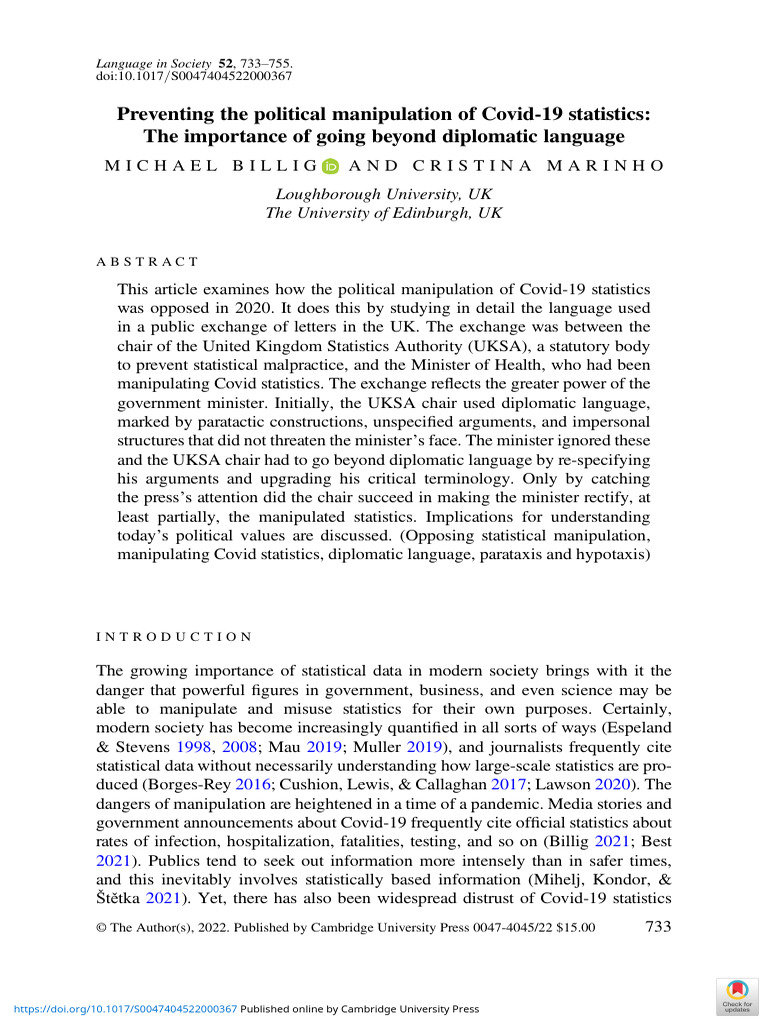Preventing The Political Manipulation of Covid 19 Statistics The ...