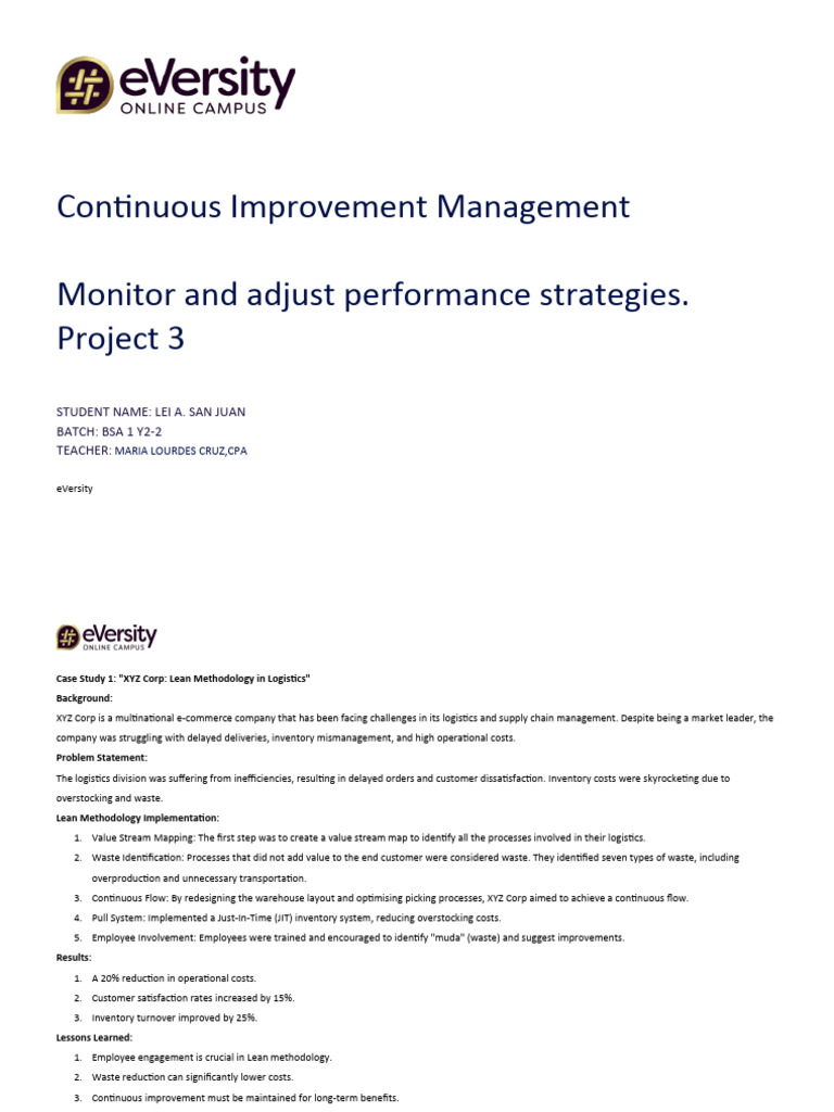 STR502 EVT-001 Continuous Improvement Management - Project 3 Template ...
