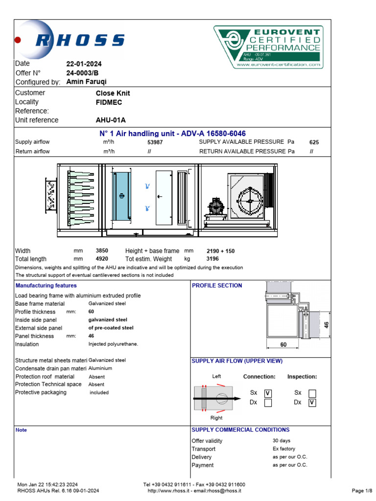 AHU Selection | PDF