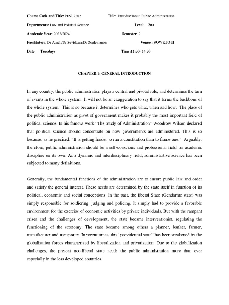 Chapter 1 Introduction To Public Administration | PDF | Public ...