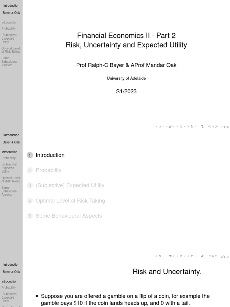 FINECON2 Risk-Slides | PDF | Utility | Risk Aversion