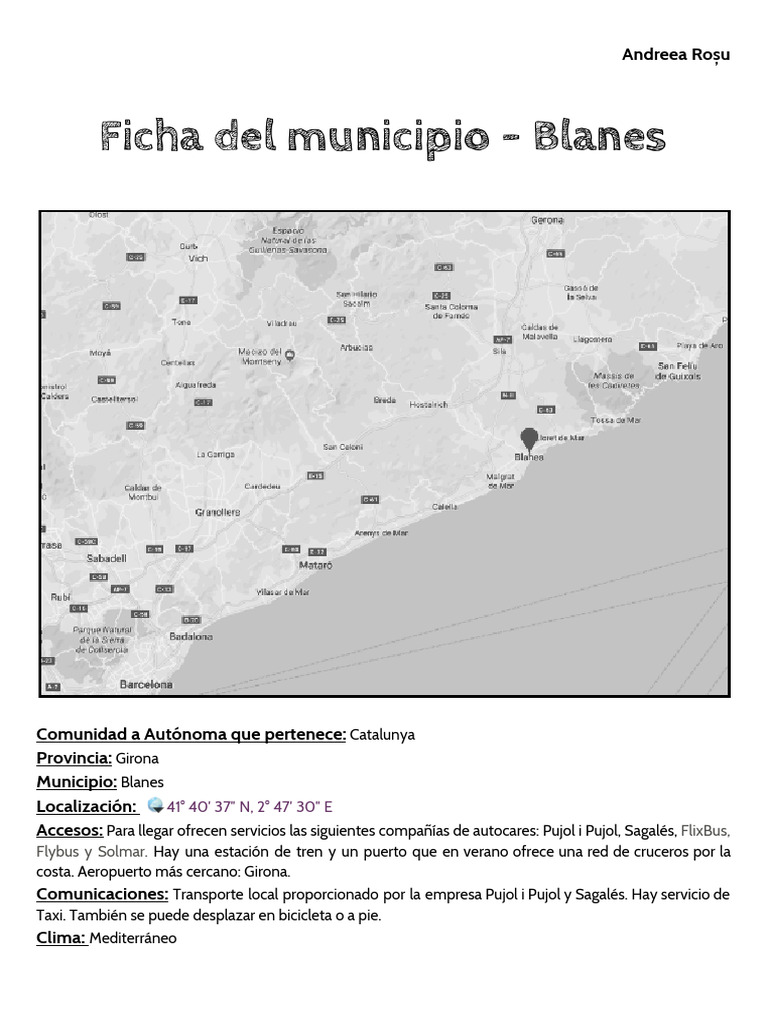 Ficha Del Municipio - Blanes, Catalunya | PDF | Turismo