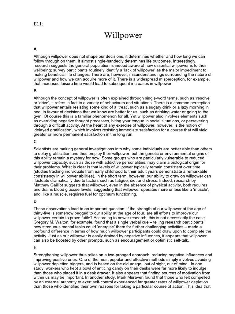 Willpower | Download Free PDF | Self Control | Self-Management