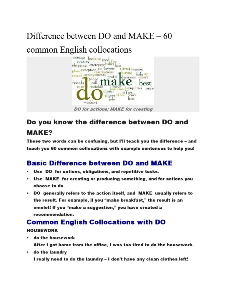 Difference Between DO and MAKE INSTIC 23 - 044921 - 084819 | PDF | Language Arts & Discipline ...
