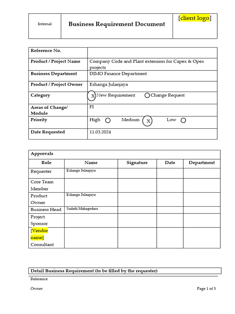 Capex & Opex Project Requirements | PDF | Computing
