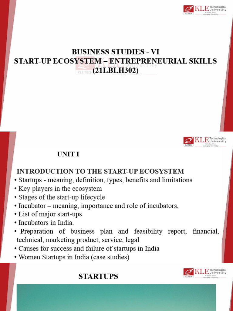 Unit 1 | PDF | Startup Company | Small Business & Entrepreneurs