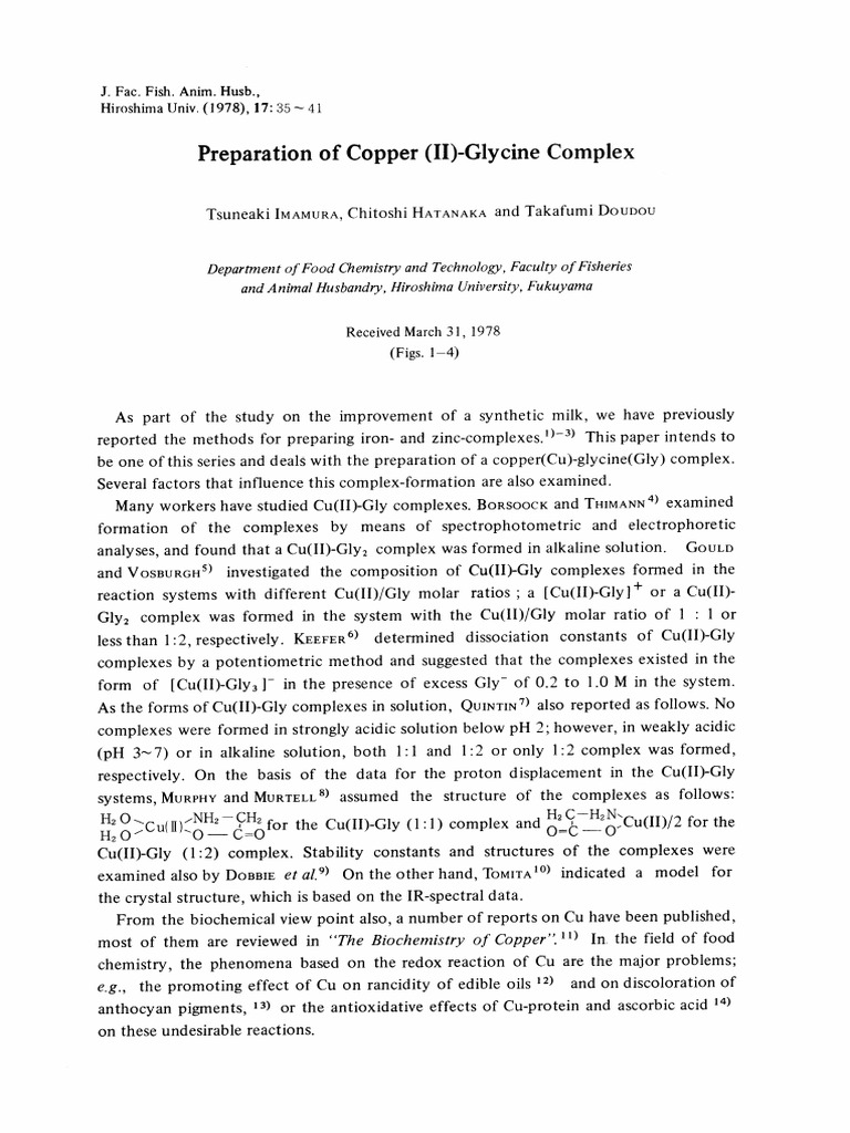 Preparation of Copper (11) - Glycine Complex | PDF | Glycine | Ph