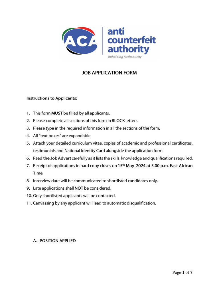 Senior Admin Officer Application | PDF