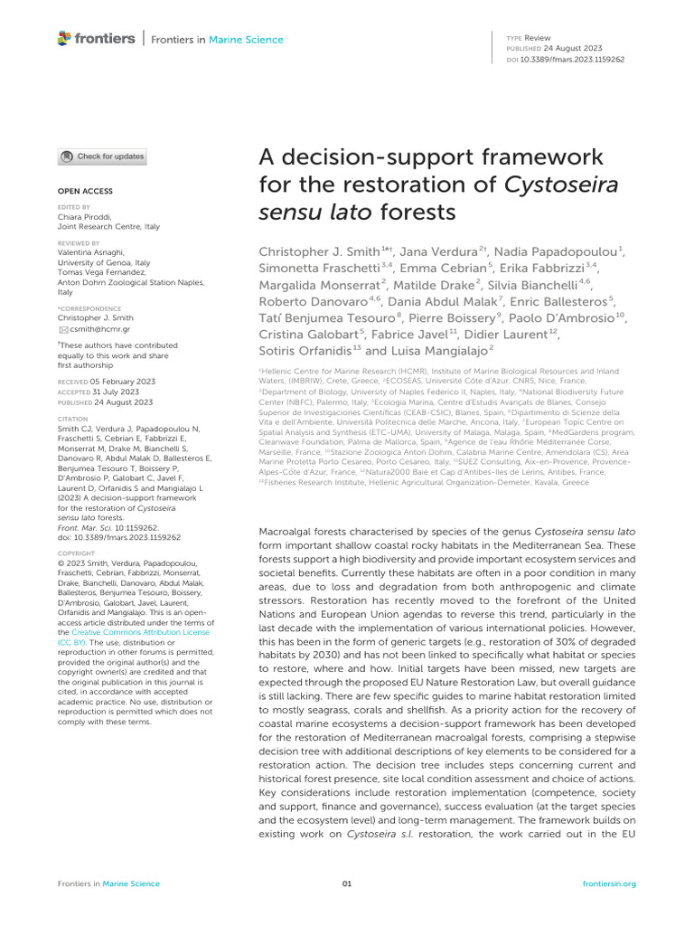 Smith Et Al., 2023 Restoration Decision Tree Cystoseira | PDF ...
