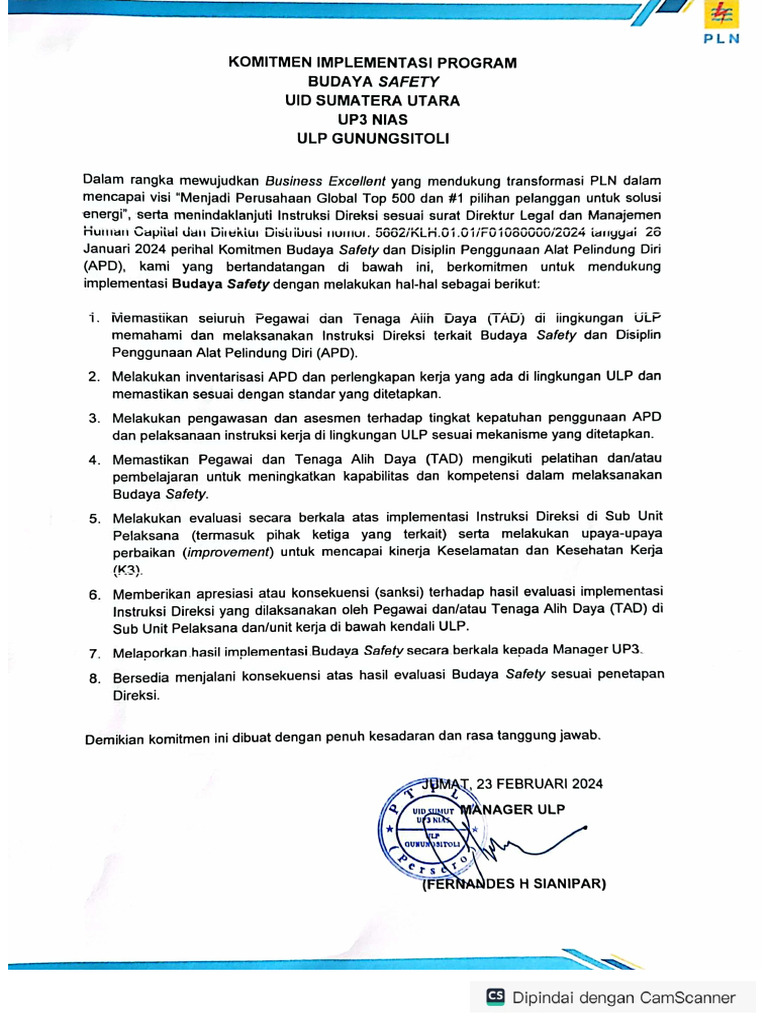 Komitmen Implementasi Budaya Safety | PDF