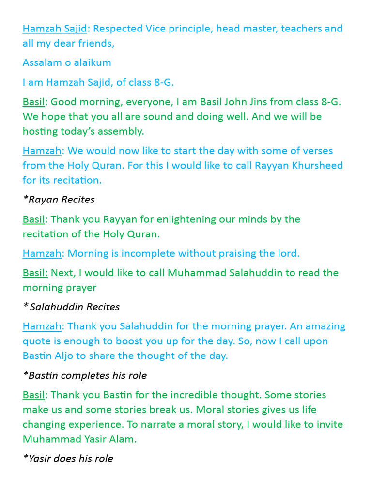 Assembly Anchor Dialogues | PDF