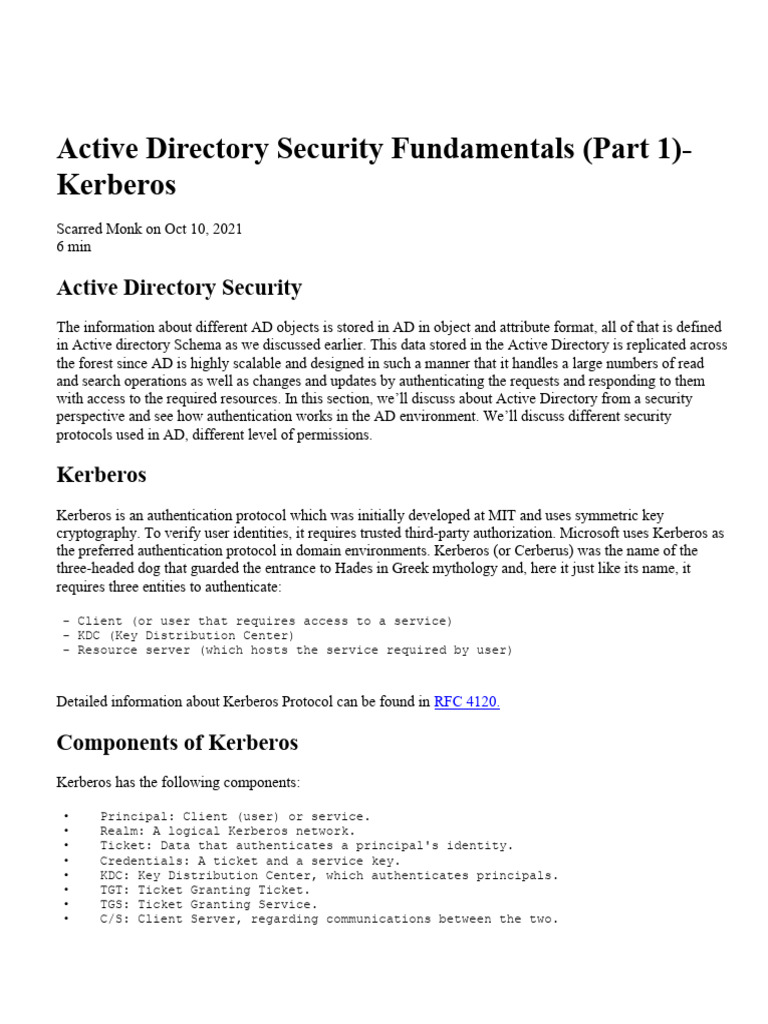 Kerberos PAC Validation in AD Security | PDF | Active Directory ...