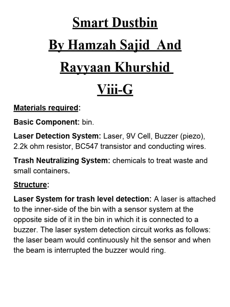 Smart Dustbin | PDF | Waste | Sensor