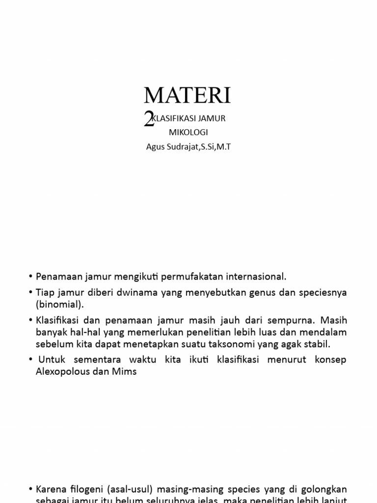 Materi 2, Klasifikasi Jamur | PDF