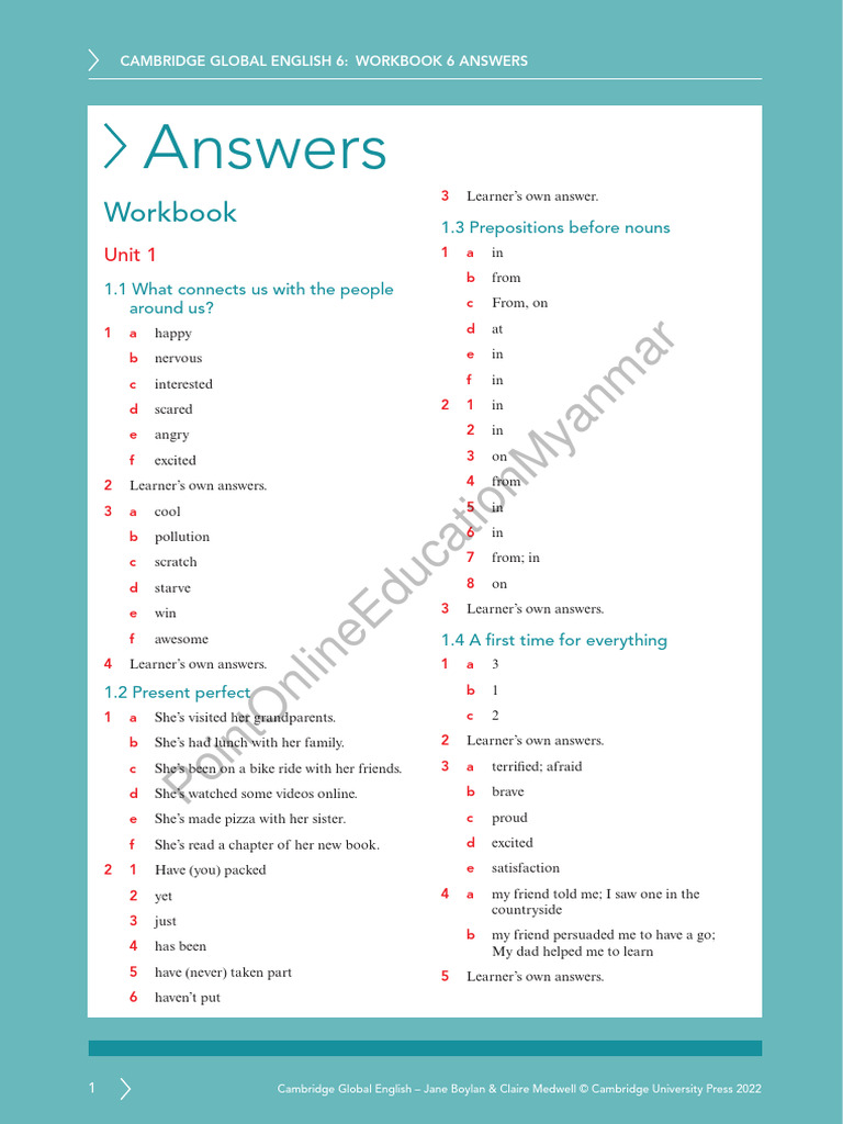 Cambridge Global ENglish 6 Workbook Ans - Point | PDF | Whales | Volcano