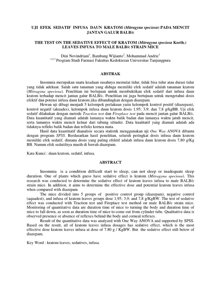 Efek Sedatif Daun Kratom pada Mencit | PDF