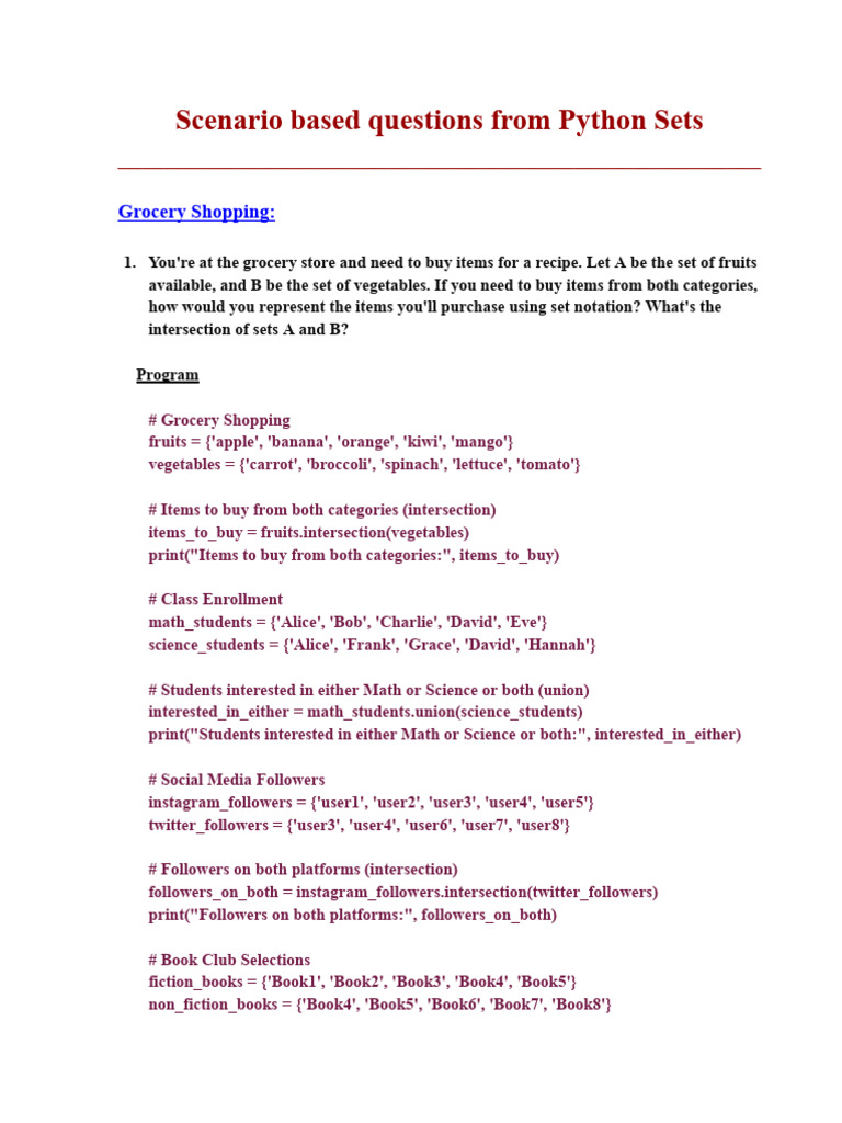Set - Scenario Based Python Programs | PDF