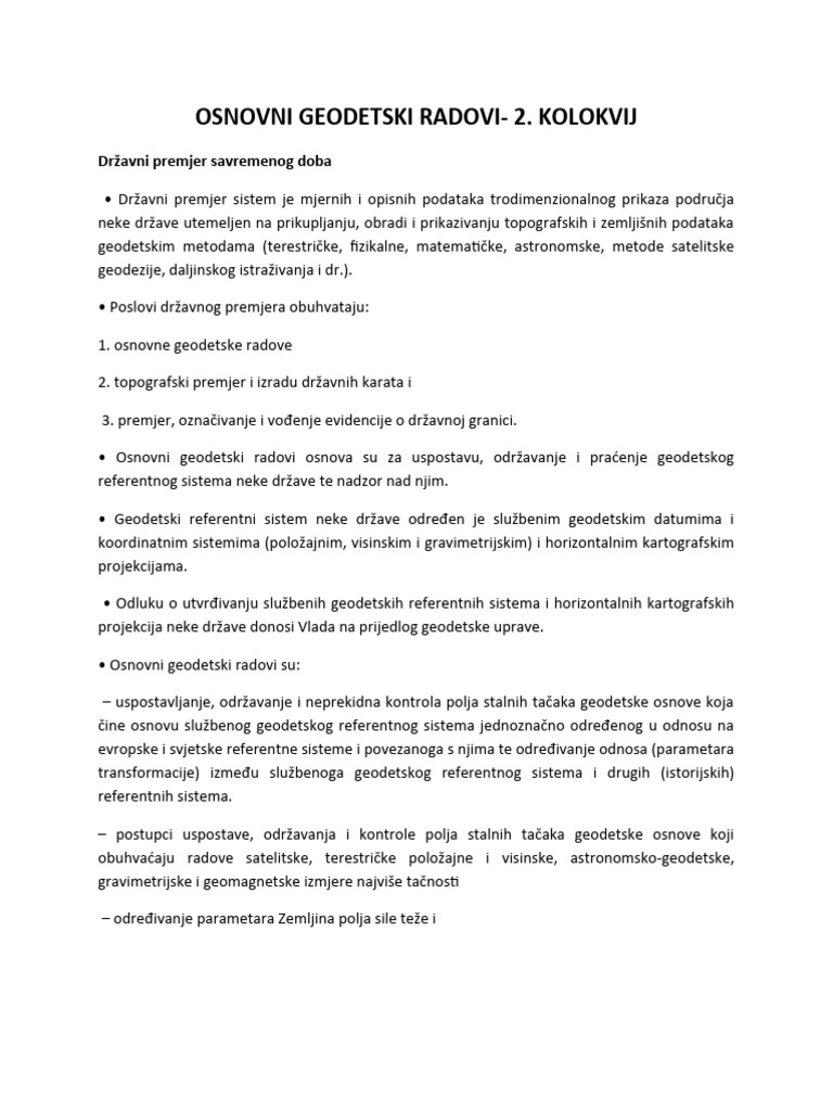 OSNOVNI GEODETSKI RADOVI 2.kol | PDF