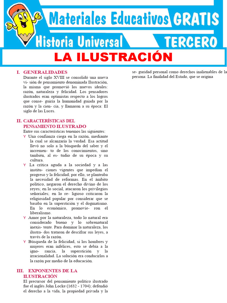 La Ilustración para Tercer Grado de Secundaria | PDF | Era de iluminacion | Voltaire