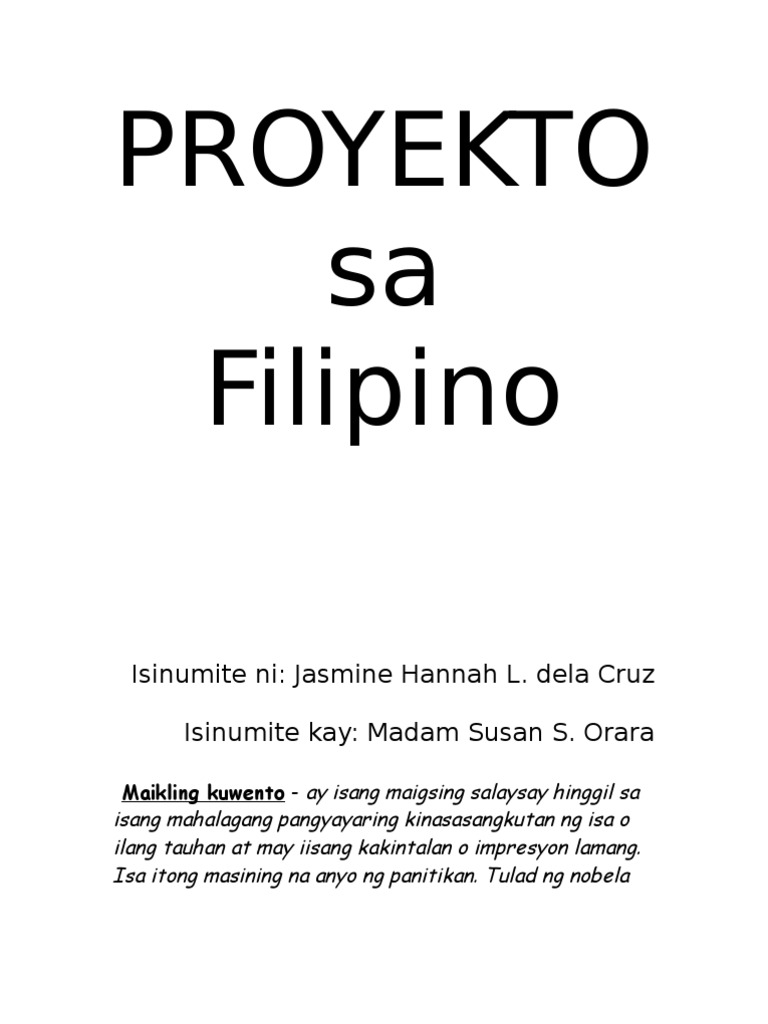 Proyekto Sa Filipino | PDF