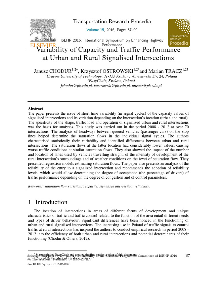 Variability of Capacity and Traffic Performance at U - 2016 - Transportation Res | PDF | Traffic ...