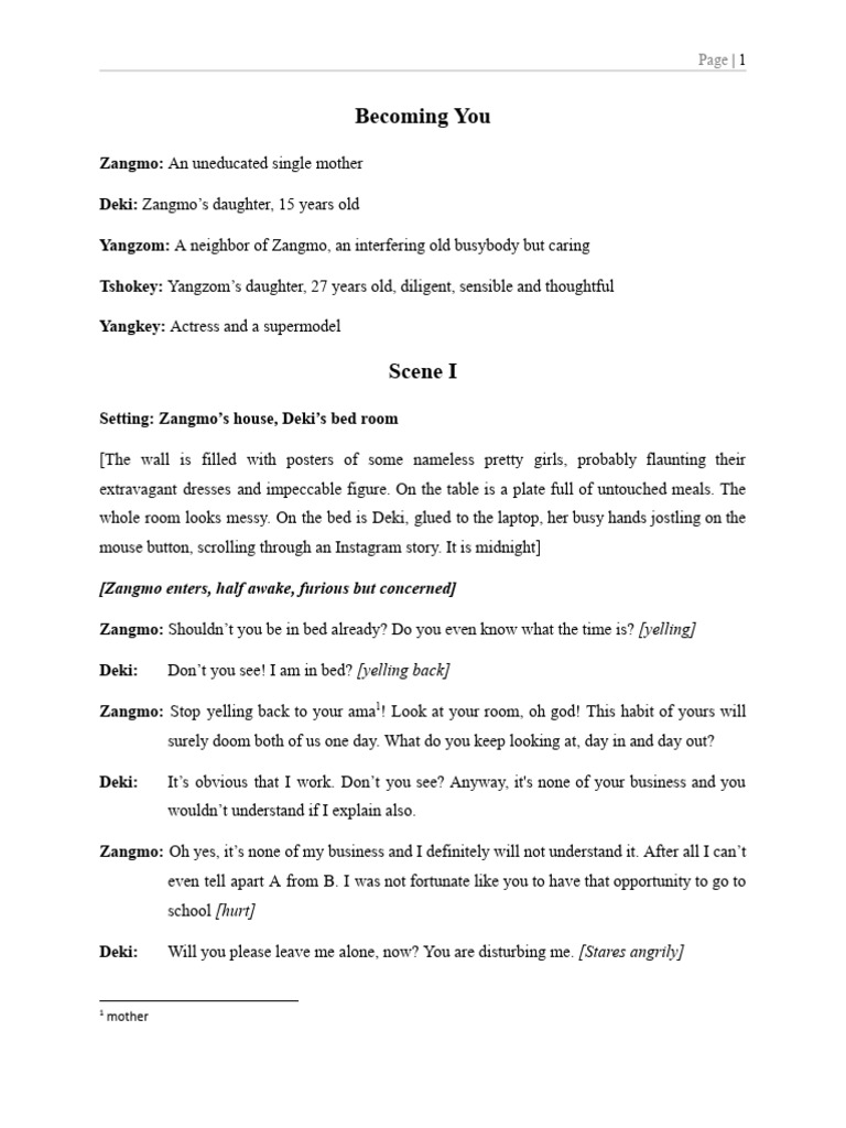 Becoming You One ACT Play Script | PDF