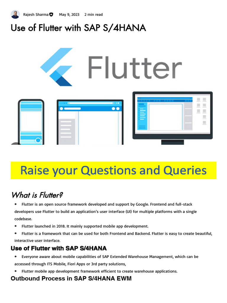 Use of Flutter With SAP S - 4HANA | PDF | Mobile App | Warehouse