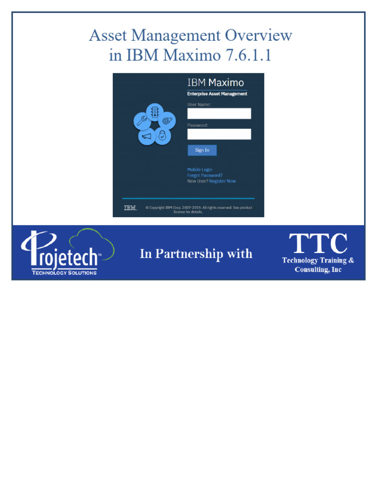 Projetech TTC OOB Asset Management Overview in Maximo 7 6 1 1 | PDF | System Software | Computing
