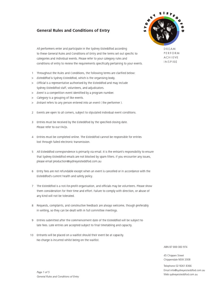 General Rules & Conditions of Entry | PDF