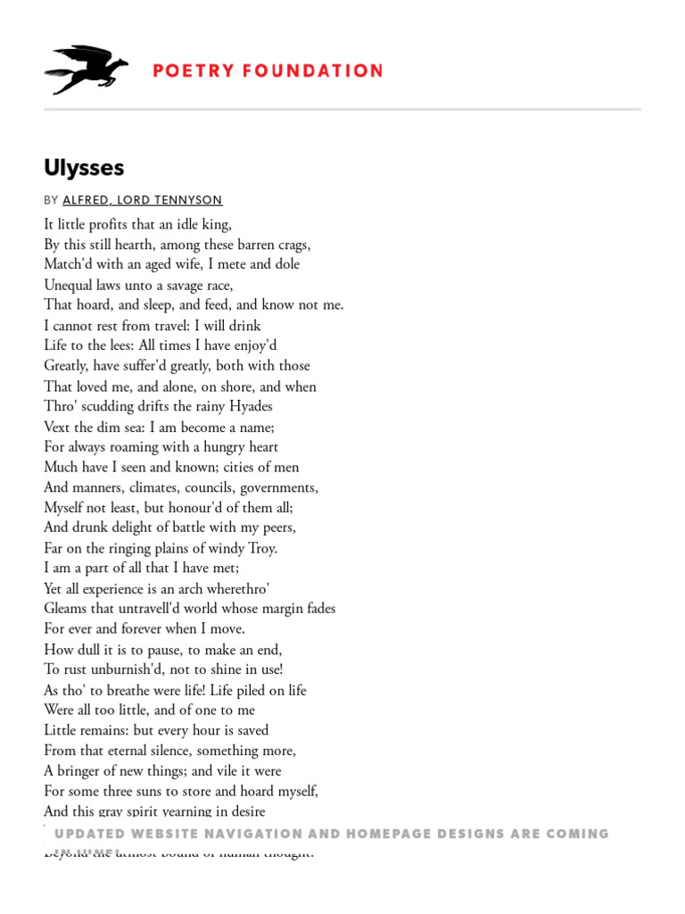 Ulysses by Alfred, Lord Tennyson - Poetry Foundation | PDF
