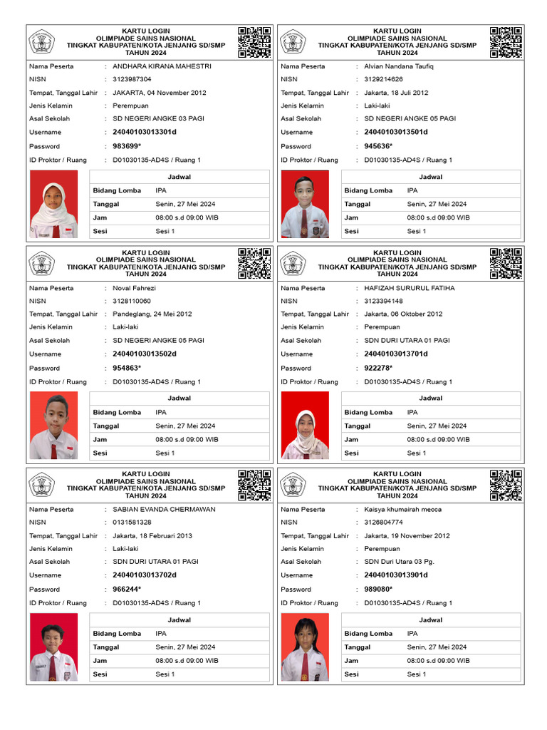 Kartu Login OSN 2024 | PDF