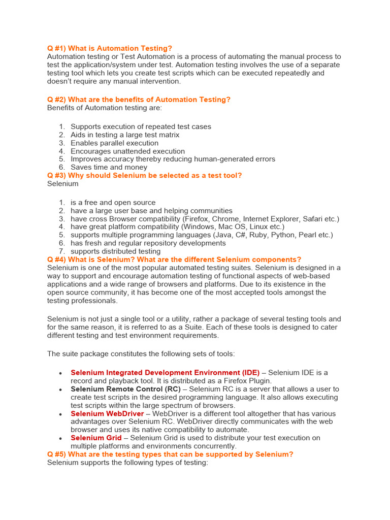 Selenium Basic FAQS | PDF | Selenium (Software) | Computer Programming Selenium Basic FAQS | PDF | Selenium (Software) | Computer Programming